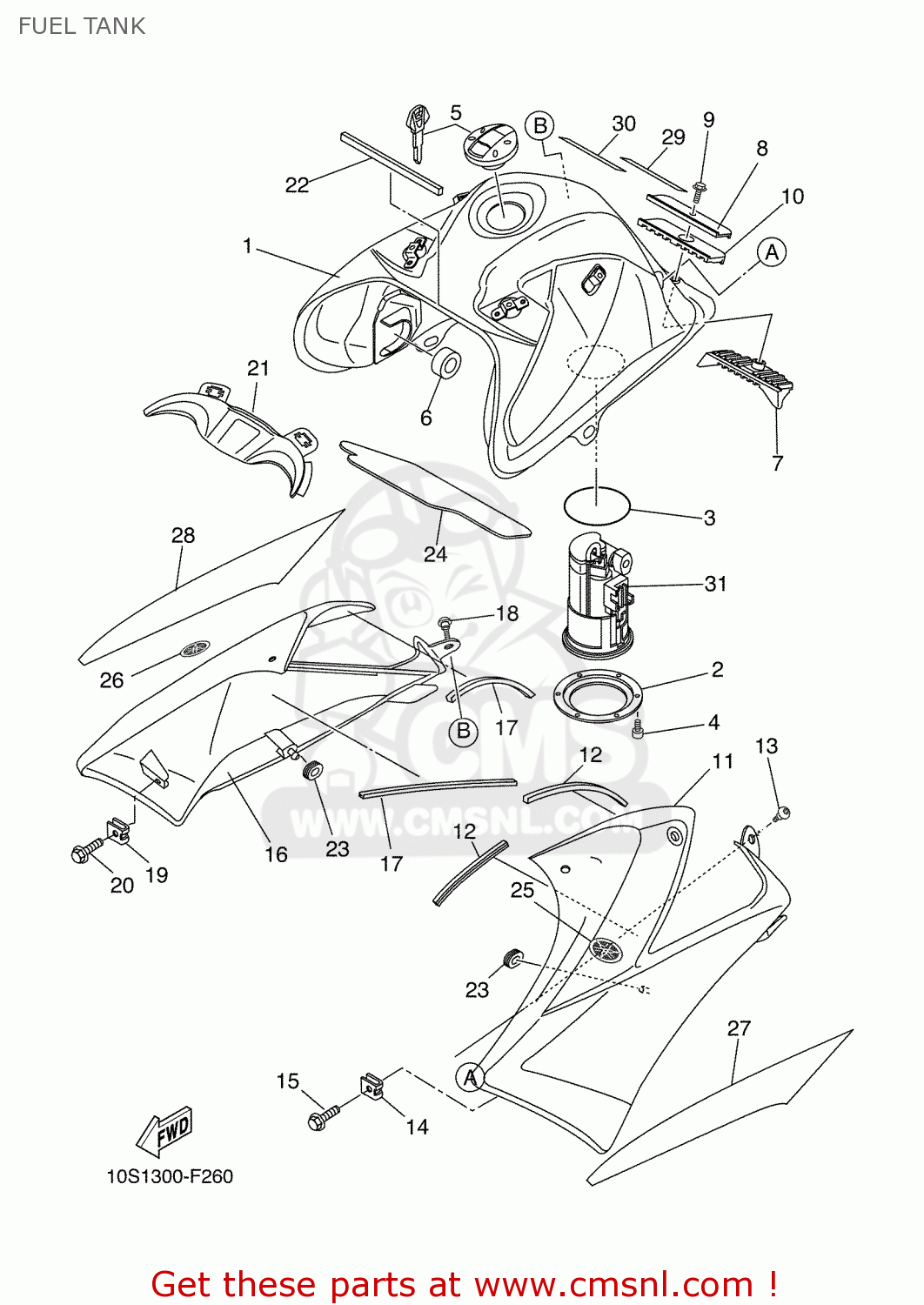 Yamaha XT660X 2007 10S1 DENMARK 1F10S-300F1 FUEL TANK - buy original ...