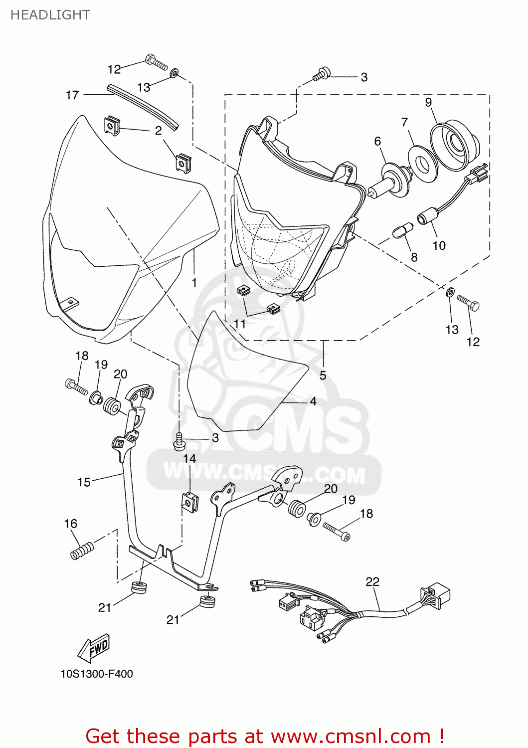 Yamaha XT660X 2007 10S1 DENMARK 1F10S-300S1 HEADLIGHT - buy original ...
