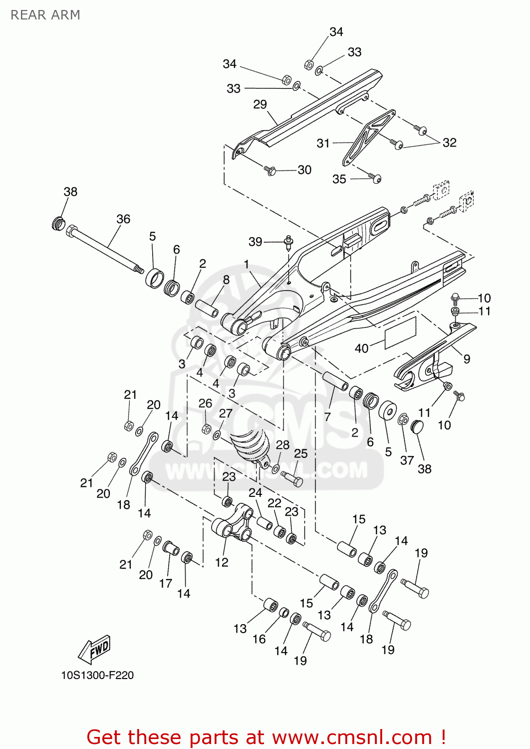 Yamaha XT660X 2007 11B1 EUROPE 1F11B-300E1 REAR ARM - buy original REAR ...
