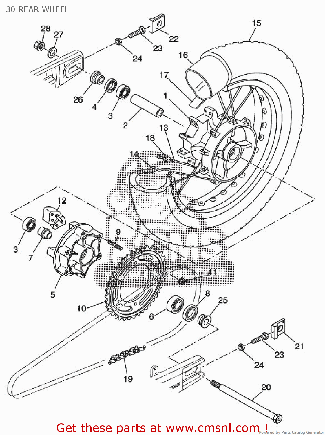 Yamaha XT660X 2009 10S5 EUROPE 1H10S-300E1 30 REAR WHEEL - buy original ...
