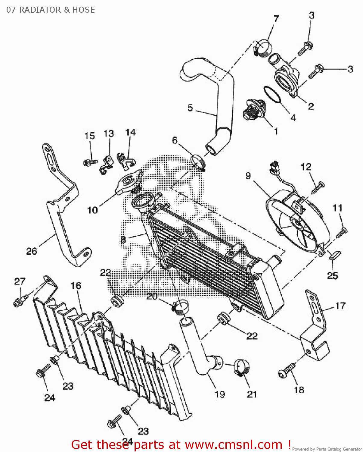 Yamaha XT660X 2011 10S9 EUROPE 1K10S-300E1 07 RADIATOR & HOSE - buy ...