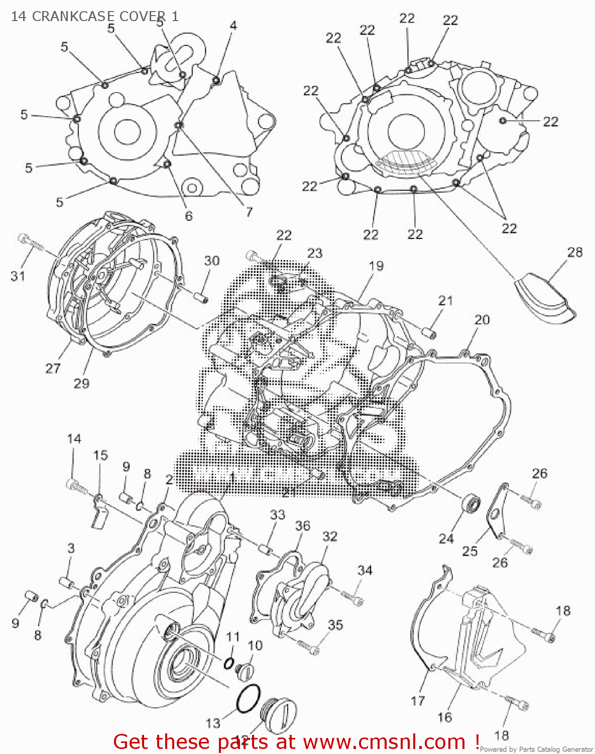 Yamaha XT660Z 2013 2BD3 EUROPE TENERE 1M2BD-300E1 14 CRANKCASE COVER 1 ...