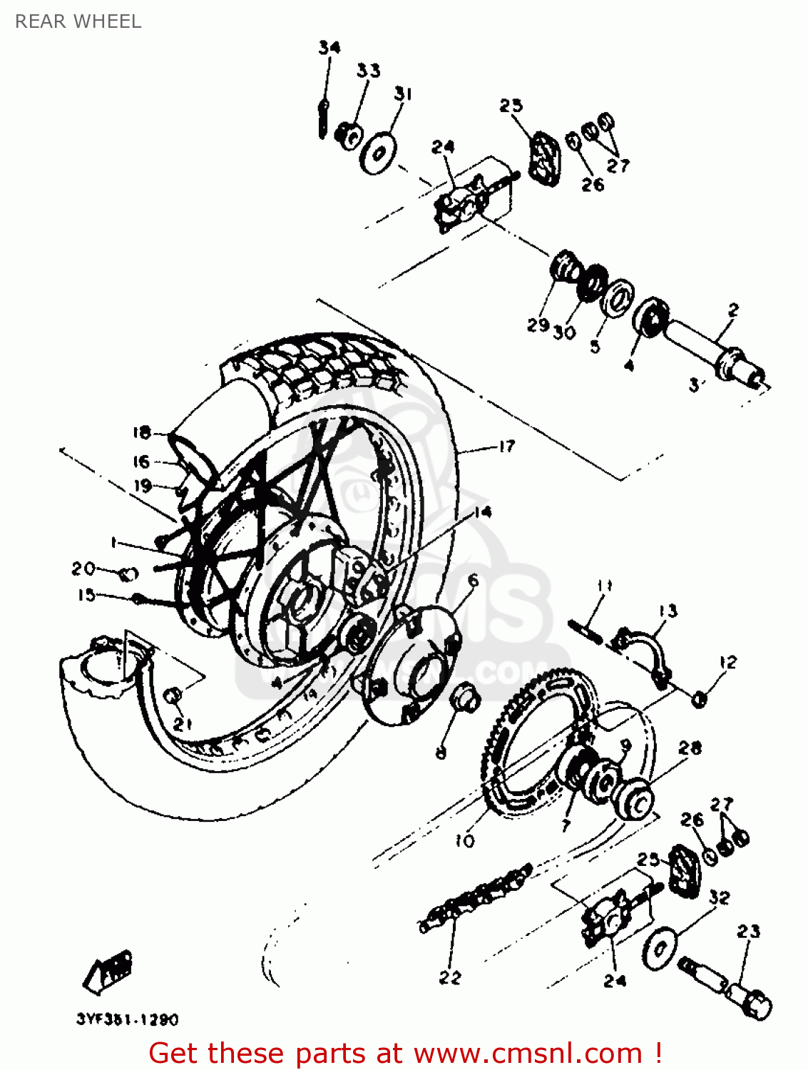 Yamaha XTZ660 1992 3YF5 SPAIN 223YF-352S1 REAR WHEEL - buy original ...