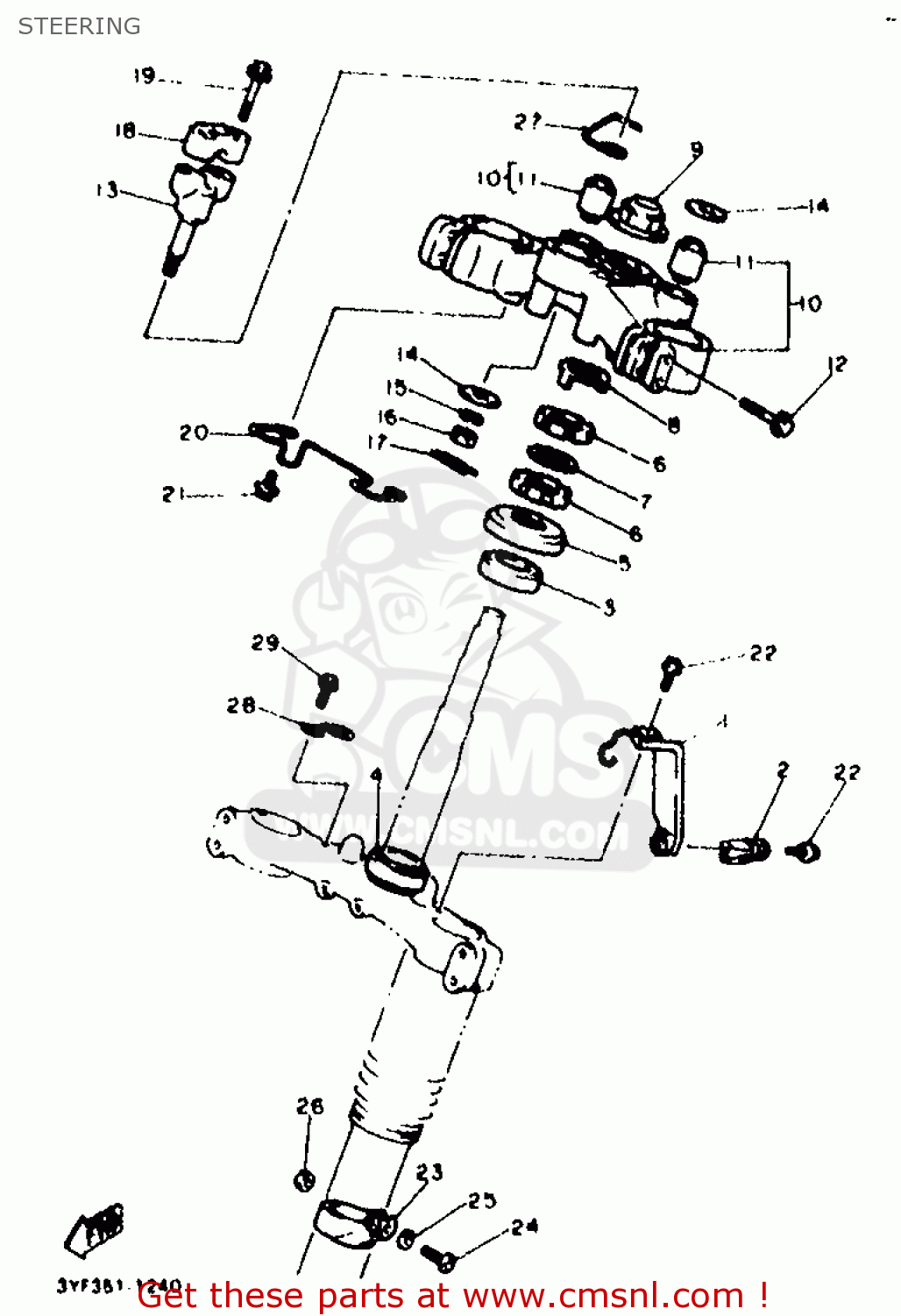 Yamaha XTZ660 (35.3KW) 1993 3YF7 GERMANY 233YF-332G2 STEERING - buy ...