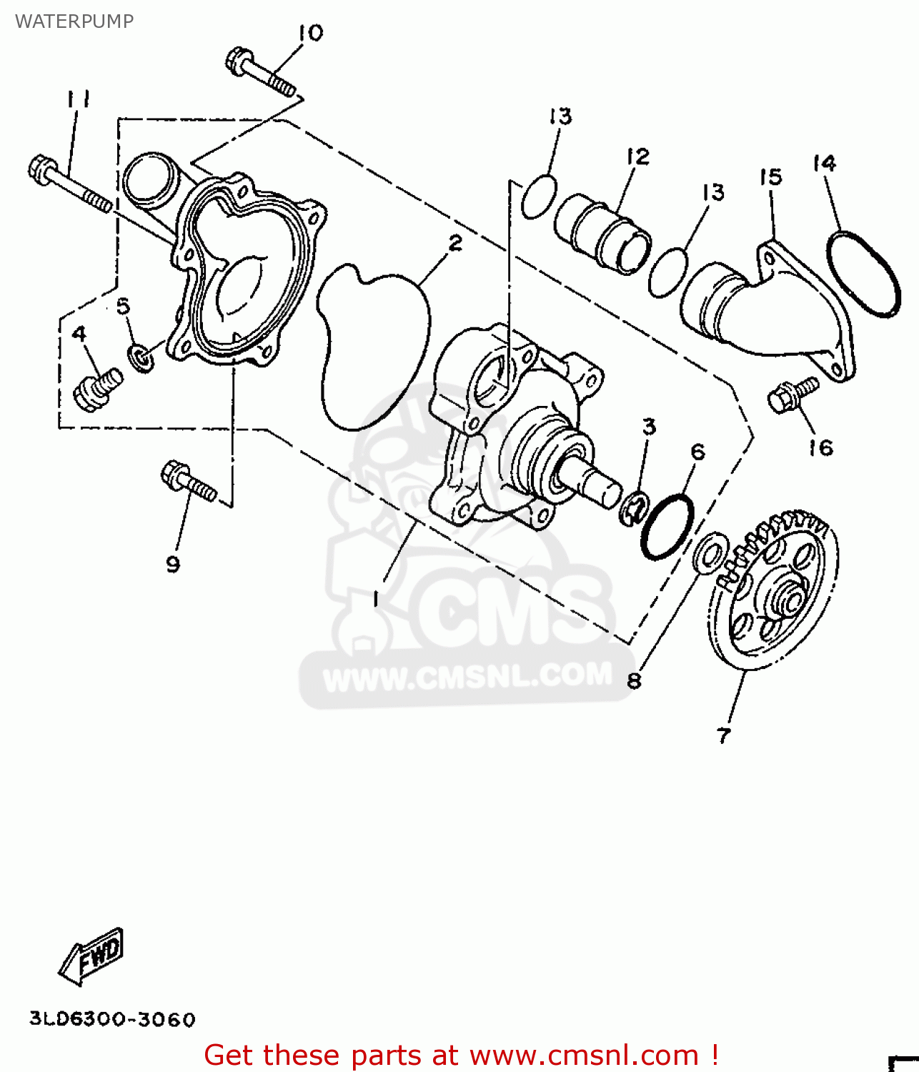 Yamaha XTZ750 1995 3LD8 EUROPE 253LD-300E2 WATERPUMP - buy original ...