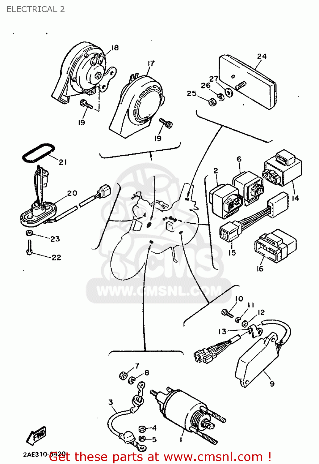 Yamaha XV1000 1986 2AE ENGLAND 262AE-310E1 parts lists and schematics
