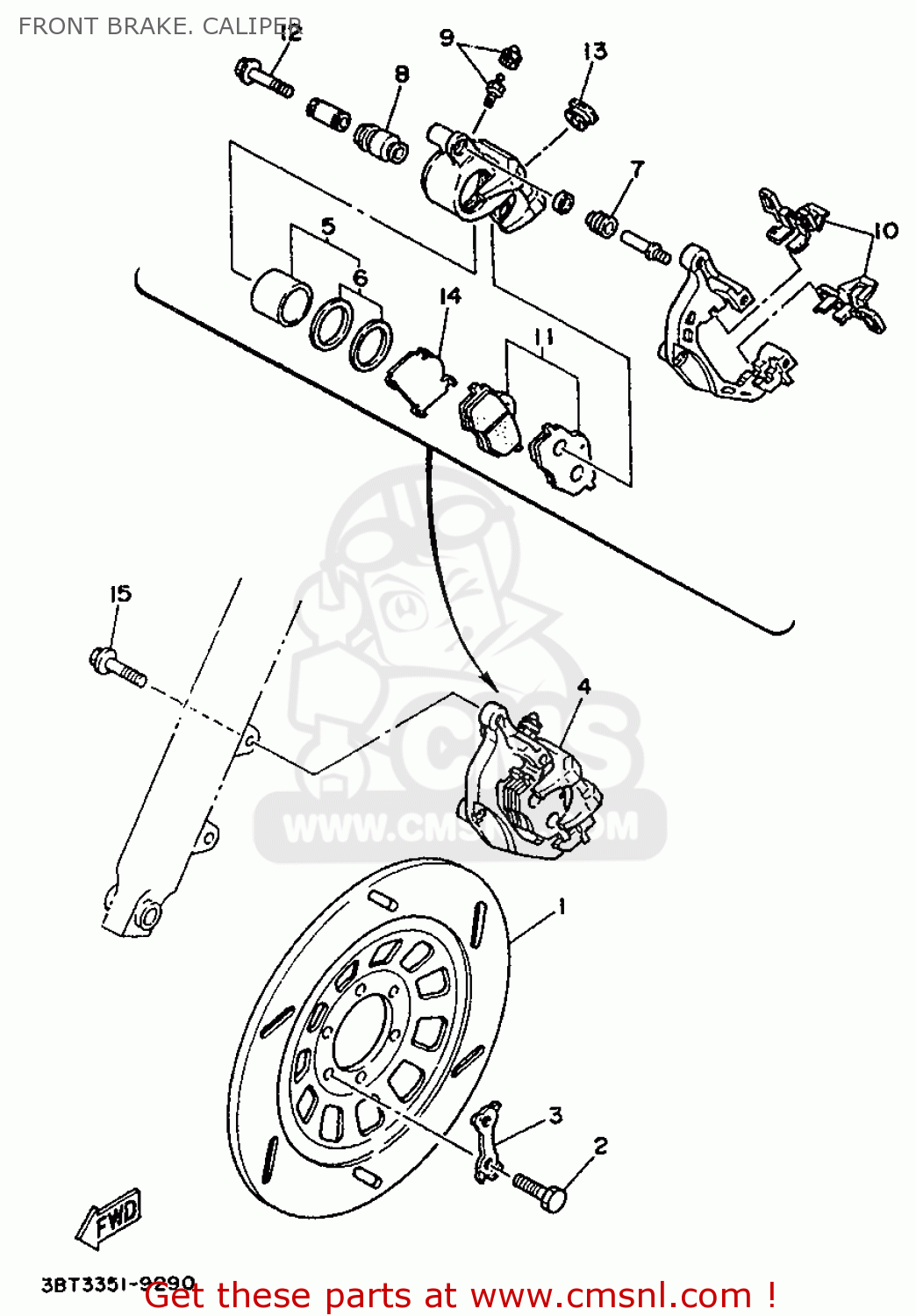 Yamaha XV535 1992 3BM6 SWITZERLAND 223BM-361E1 FRONT BRAKE. CALIPER ...