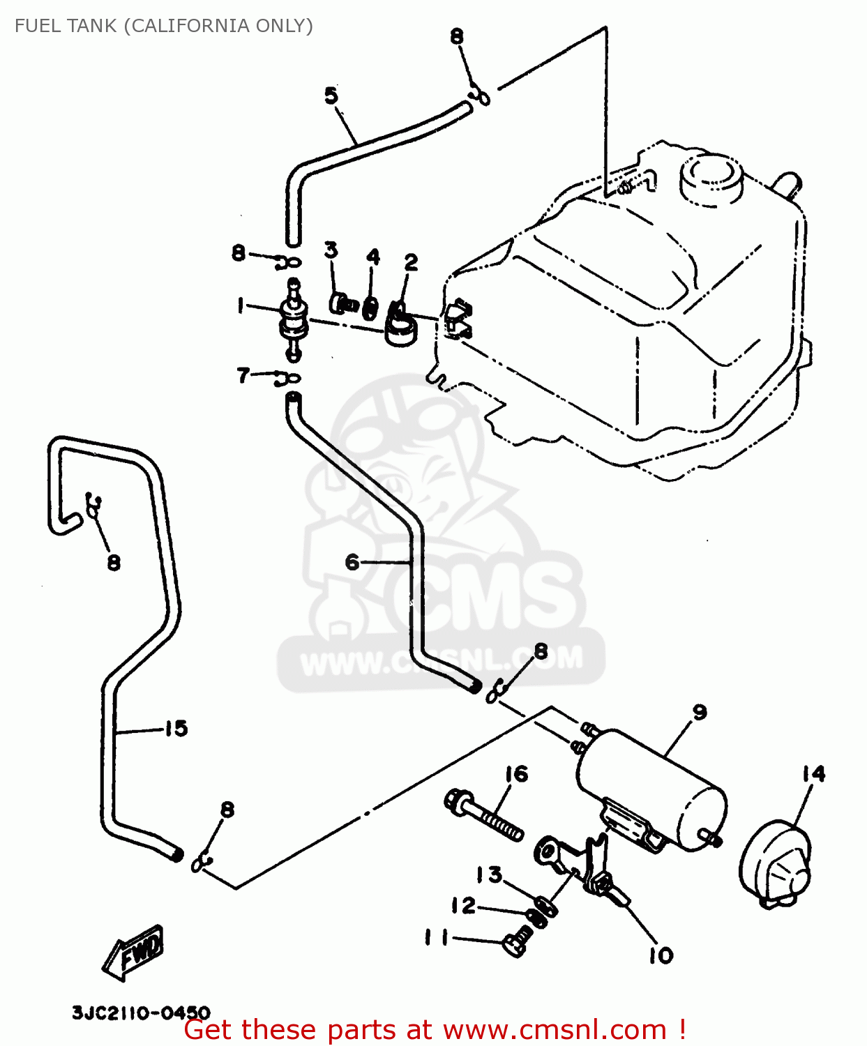 Yamaha XV535 XV535C XV535S XV535SC 1996 (T) USA CALIFORNIA FUEL TANK ...