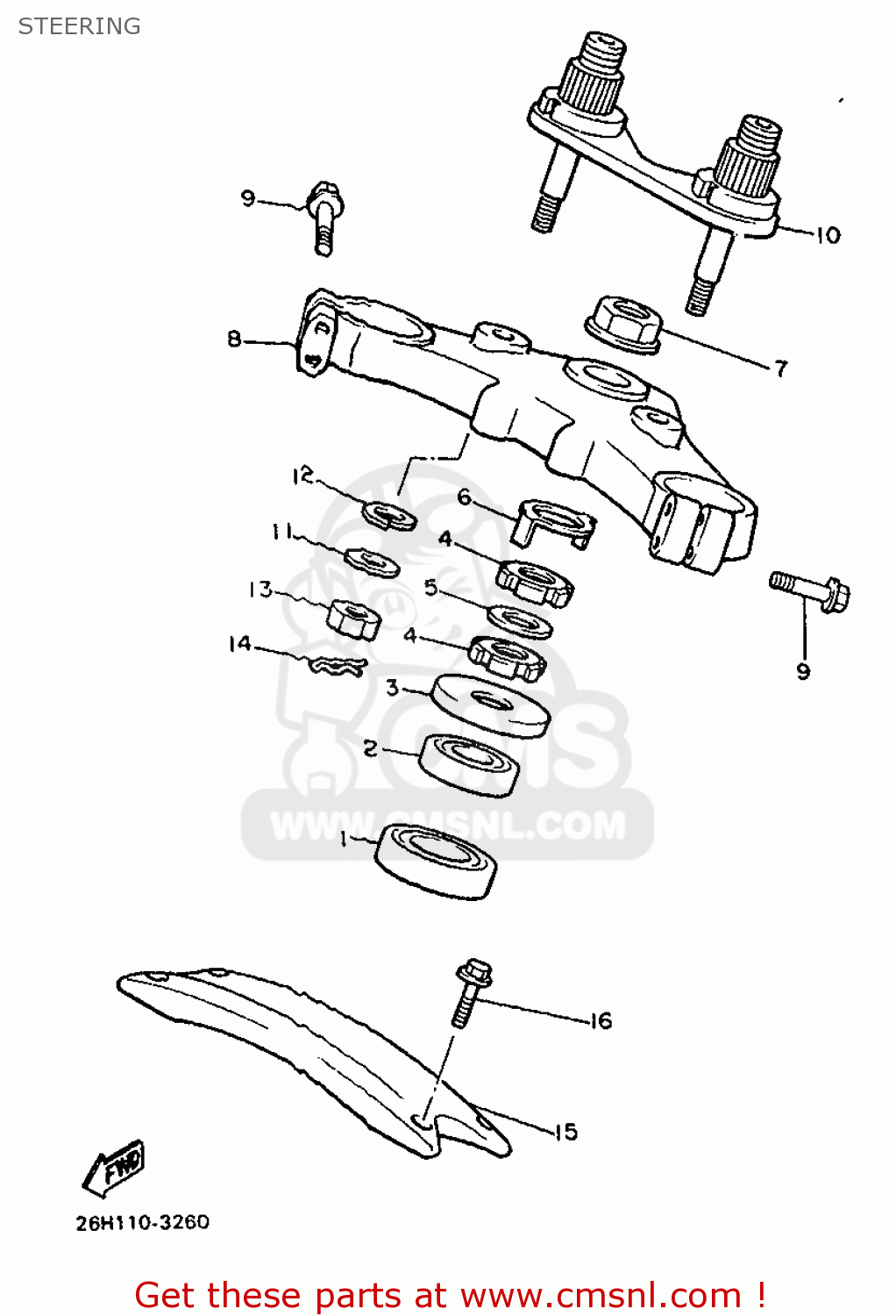 Yamaha XVZ12TD 1988 3DP1 FRANCE 283DP-351F1 STEERING - buy original ...