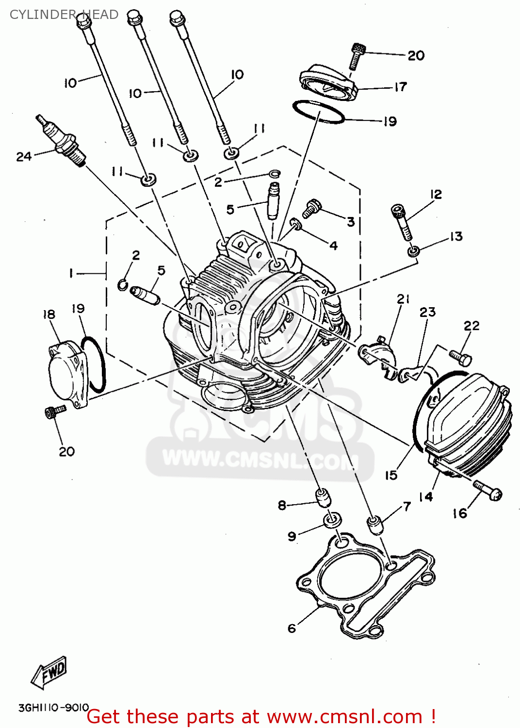 Yamaha YFB250F 1994 CYLINDER HEAD - buy original CYLINDER HEAD spares ...