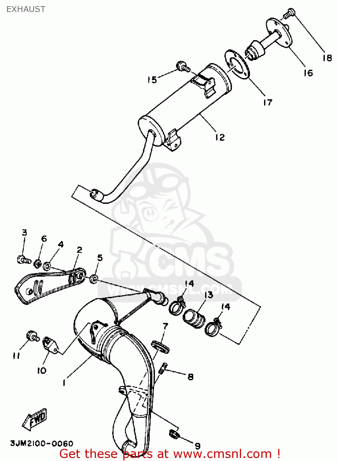 Yamaha YFS200A BLASTER 1990 EXHAUST - buy original EXHAUST spares online