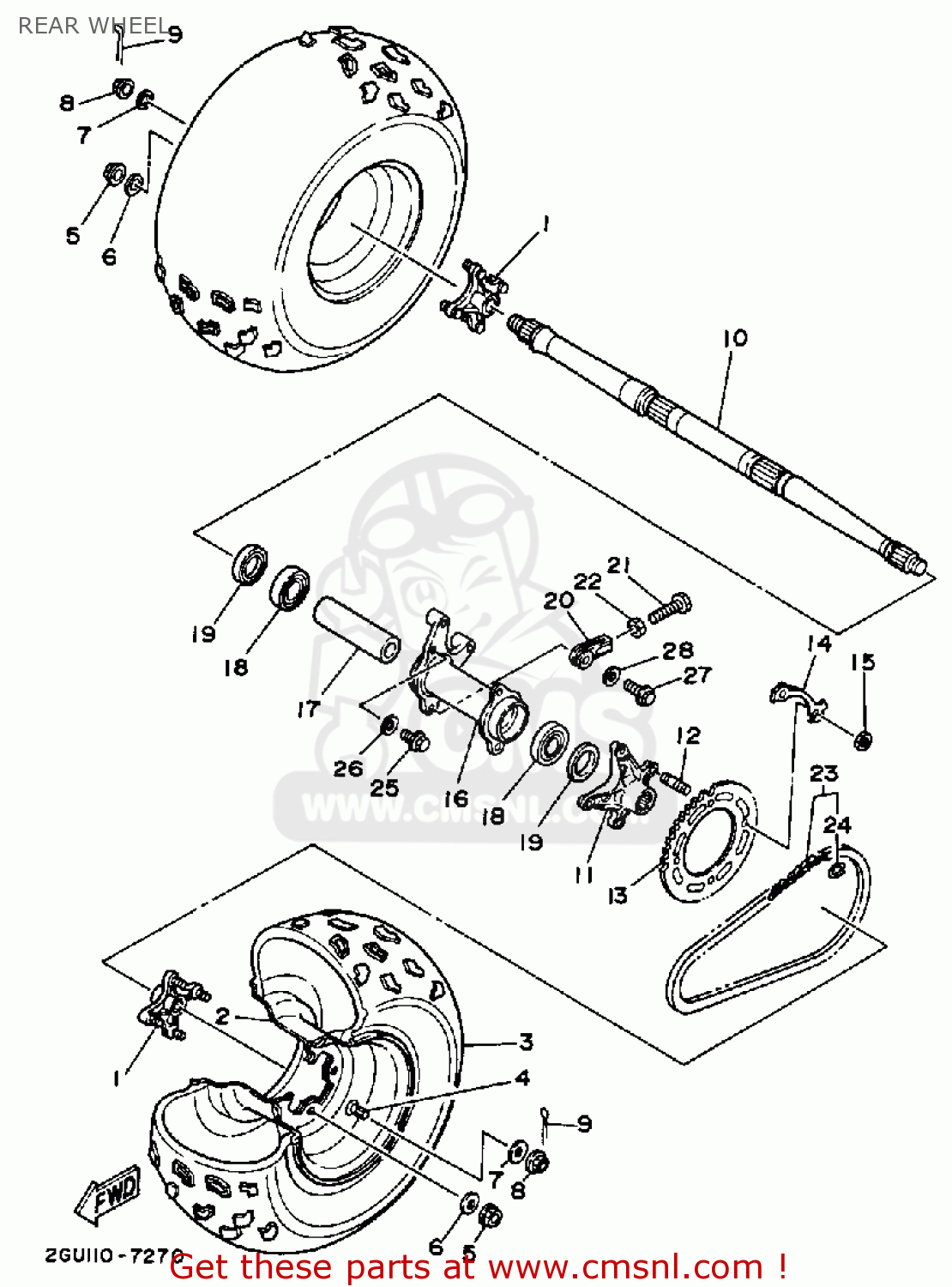 Yamaha YFZ350T 1987 BANSHEE REAR WHEEL - buy original REAR WHEEL spares ...