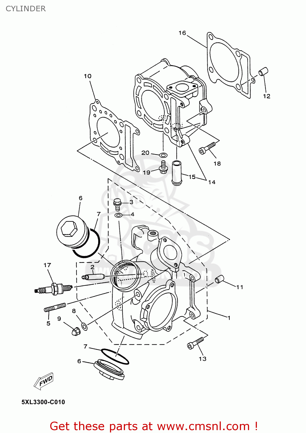 Yamaha YP125 1999 5DS3 EUROPE 295DS-300E1 CYLINDER - buy original ...