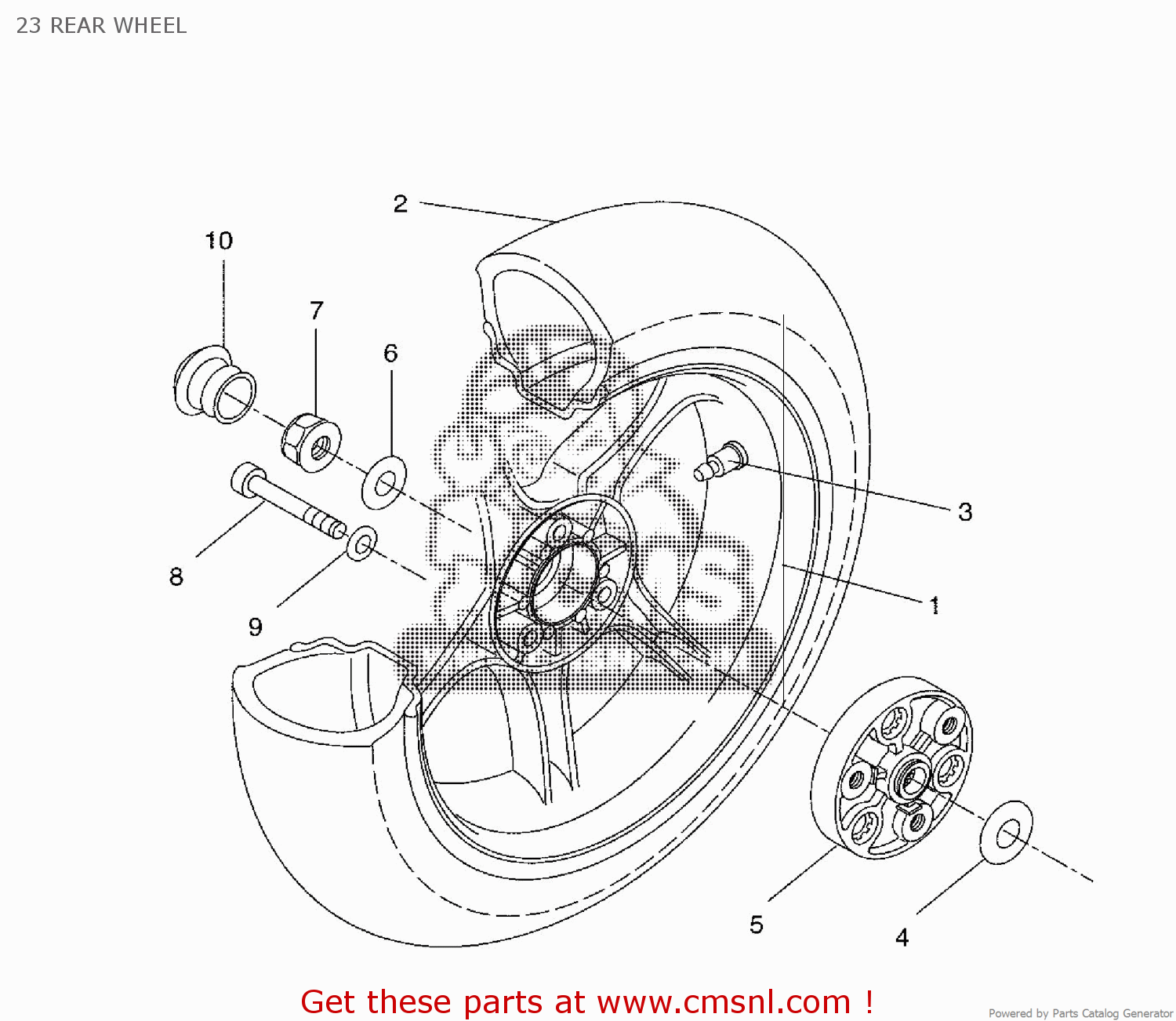 Yamaha YQ50 2009 3C6T EUROPE AEROX 1H3C6-300E2 23 REAR WHEEL - buy ...