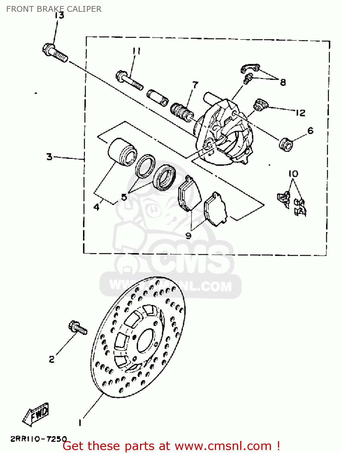Yamaha YSR50 1988 (J) USA FRONT BRAKE CALIPER - buy original FRONT ...