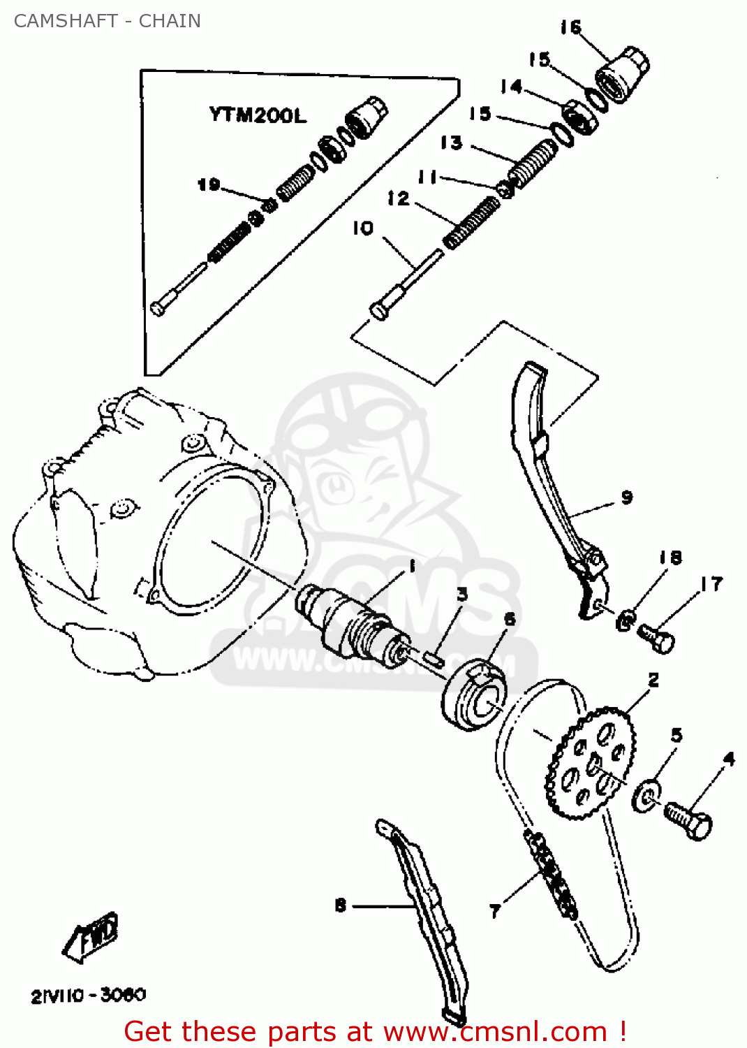 Yamaha Yamaha YTM200L TRI-MOTO 1984 parts lists and schematics