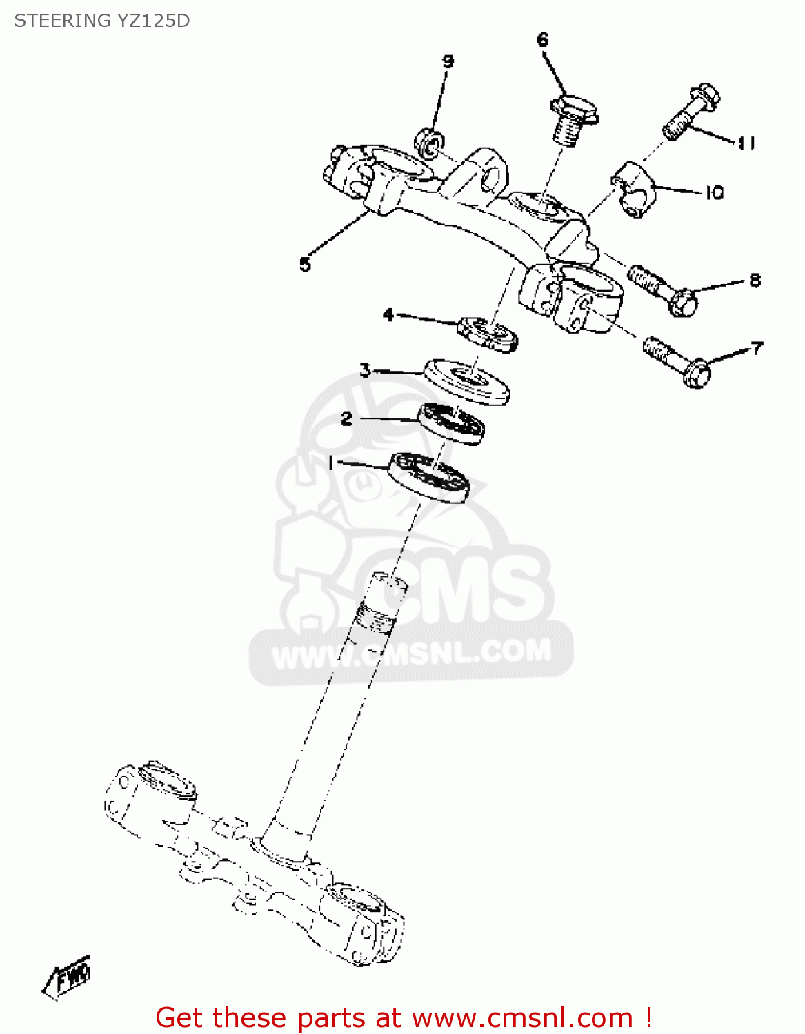 Yamaha YZ125 1977 USA STEERING YZ125D - buy original STEERING YZ125D ...