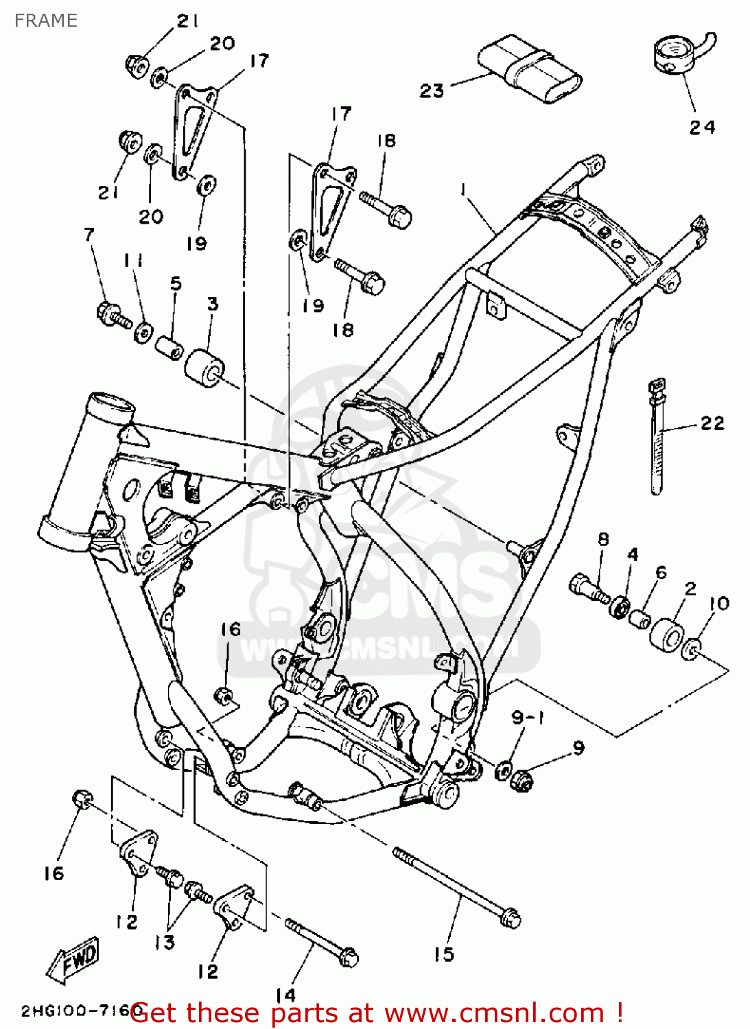Yamaha YZ125 COMPETITION 1987 (H) USA FRAME - buy original FRAME spares ...