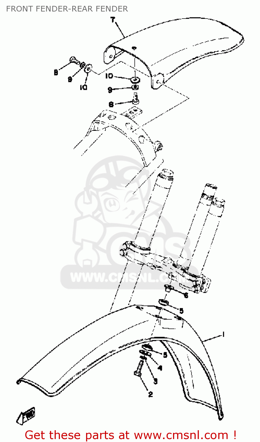 Yamaha YZ125X 1976 USA FRONT FENDER-REAR FENDER - buy original FRONT FENDER-REAR FENDER spares ...