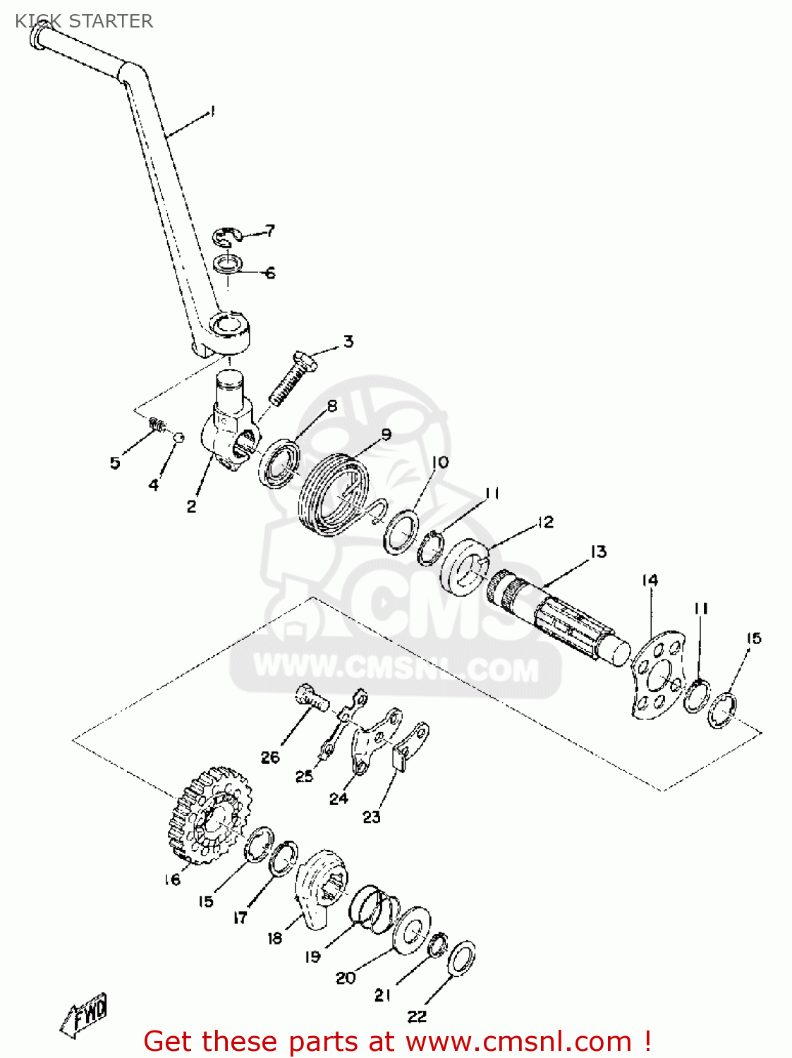 Yamaha YZ250 1974 USA KICK STARTER - buy original KICK STARTER spares ...