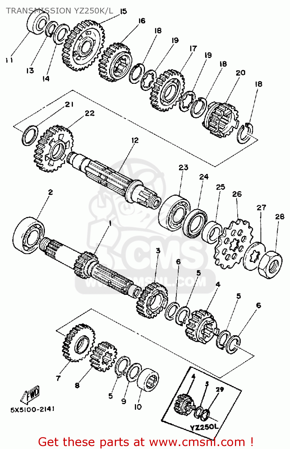 Yamaha YZ250 1983 (D) USA TRANSMISSION YZ250K/L - buy original ...