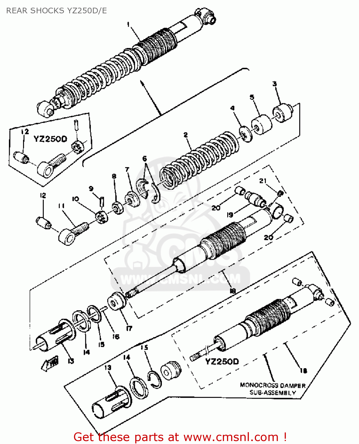 Yamaha YZ250 COMPETITION 1977 USA REAR SHOCKS YZ250D/E - buy original ...