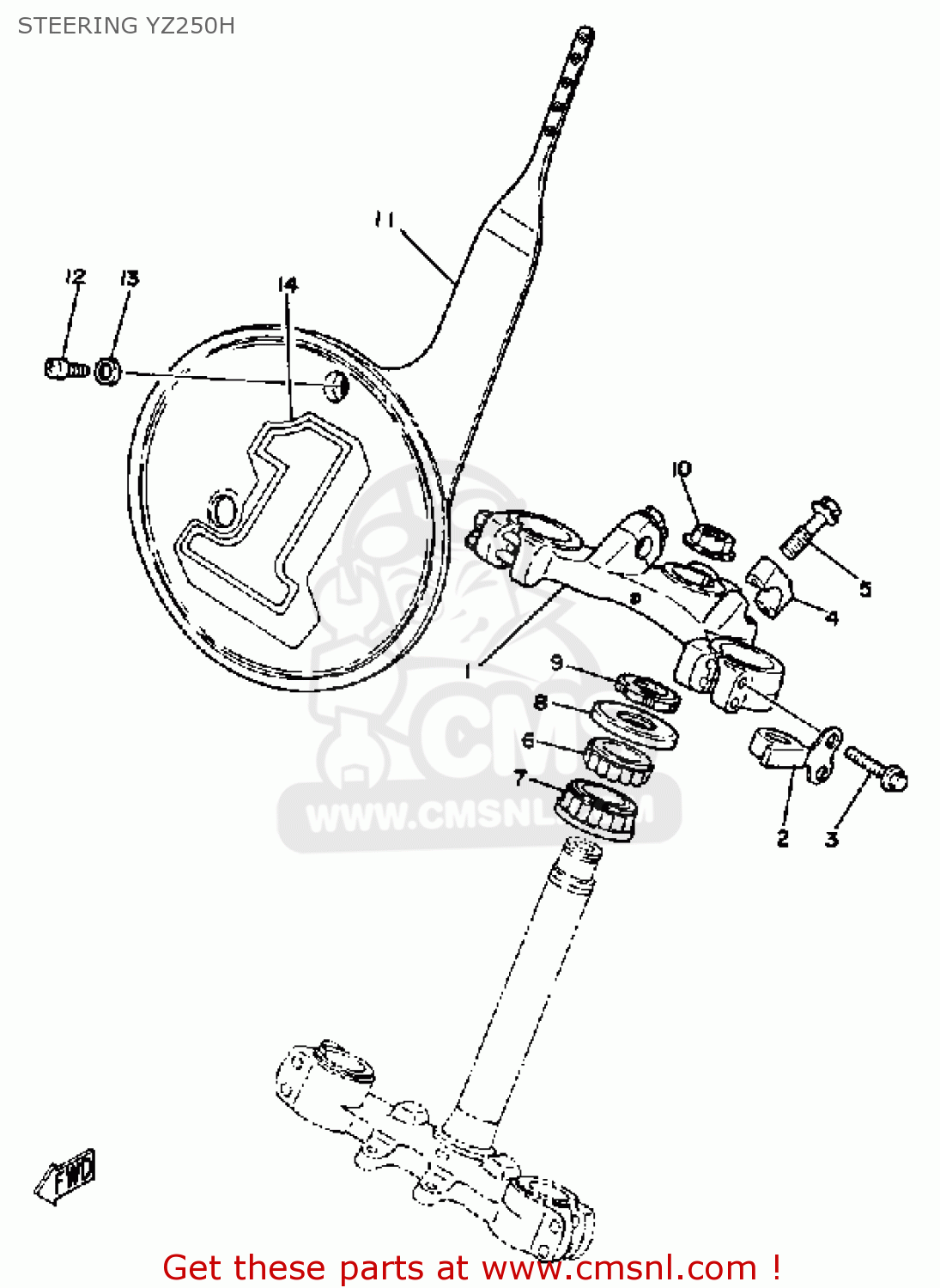 Yamaha YZ250 COMPETITION 1980 (A) USA STEERING YZ250H - buy original ...