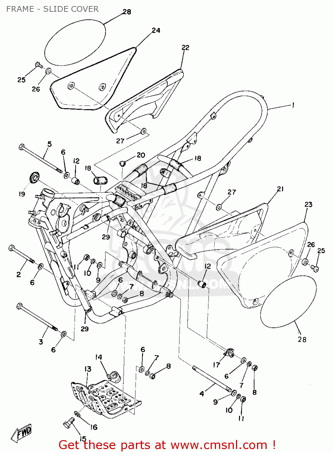 Yamaha YZ360 1975 USA FRAME - SLIDE COVER - buy original FRAME - SLIDE ...