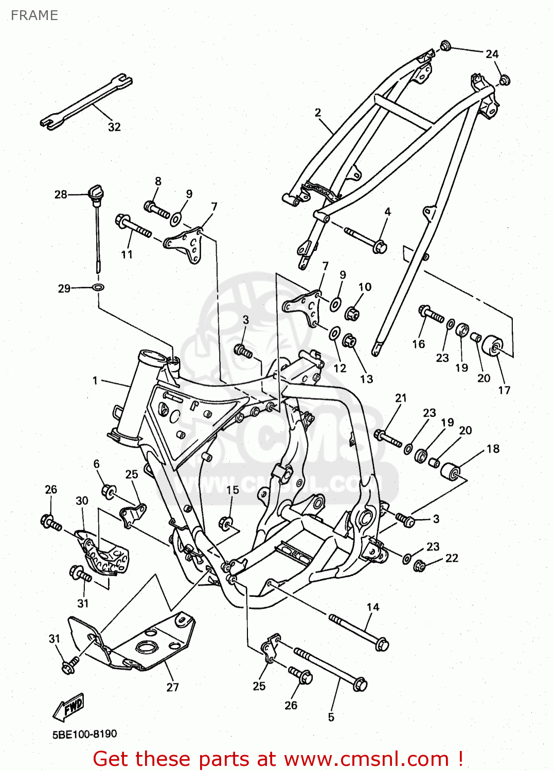 Yamaha YZ400F 1998 (W) USA FRAME - buy original FRAME spares online
