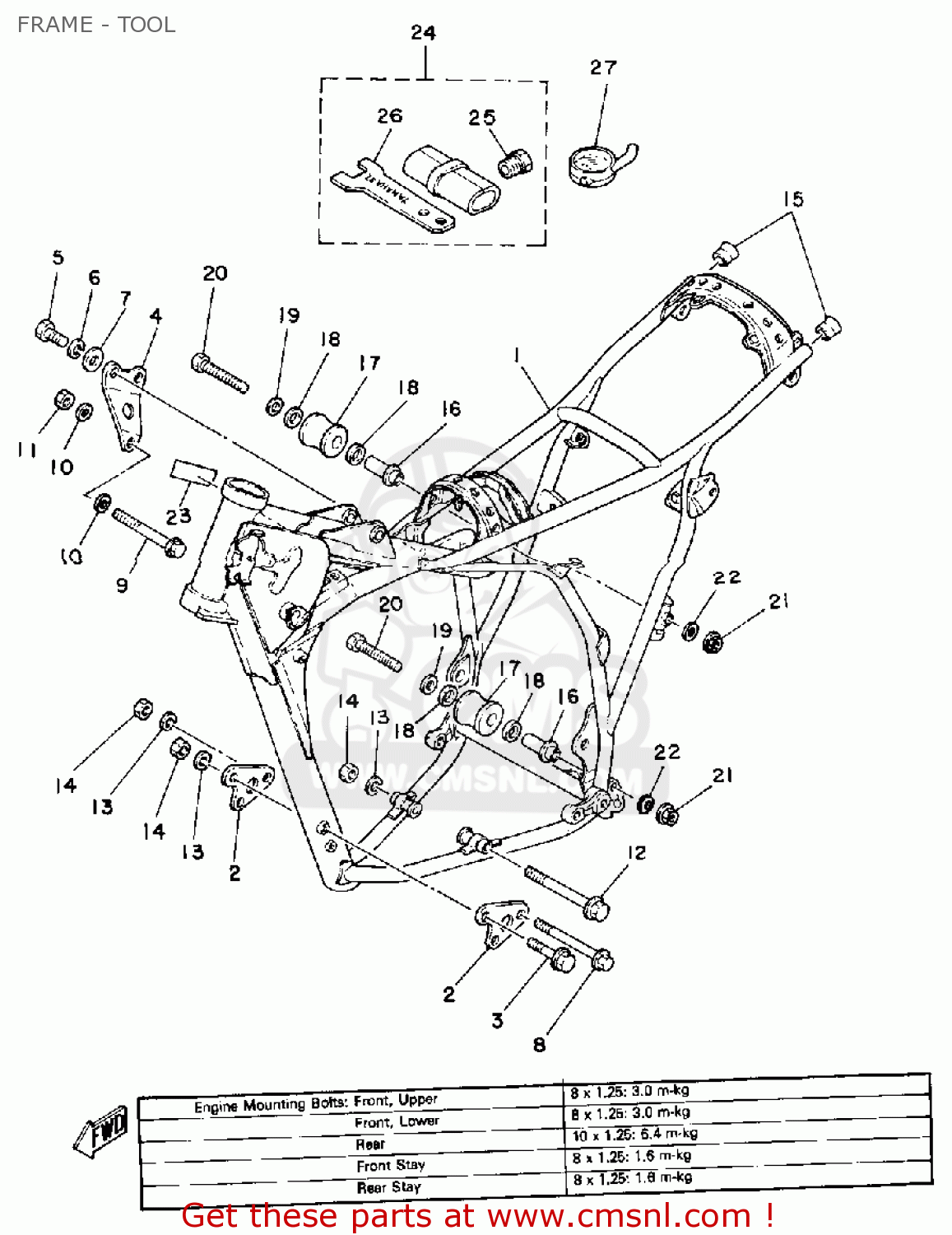 Yamaha YZ465 1980 (A) USA FRAME - TOOL - buy original FRAME - TOOL ...