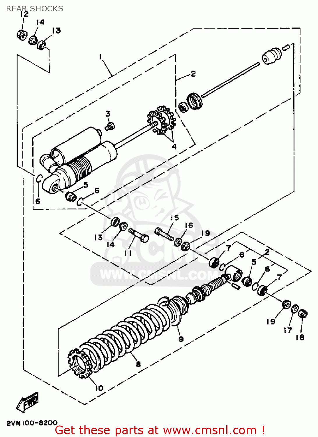 Yamaha YZ490 COMPETITION 1989 (K) USA REAR SHOCKS - buy original REAR ...