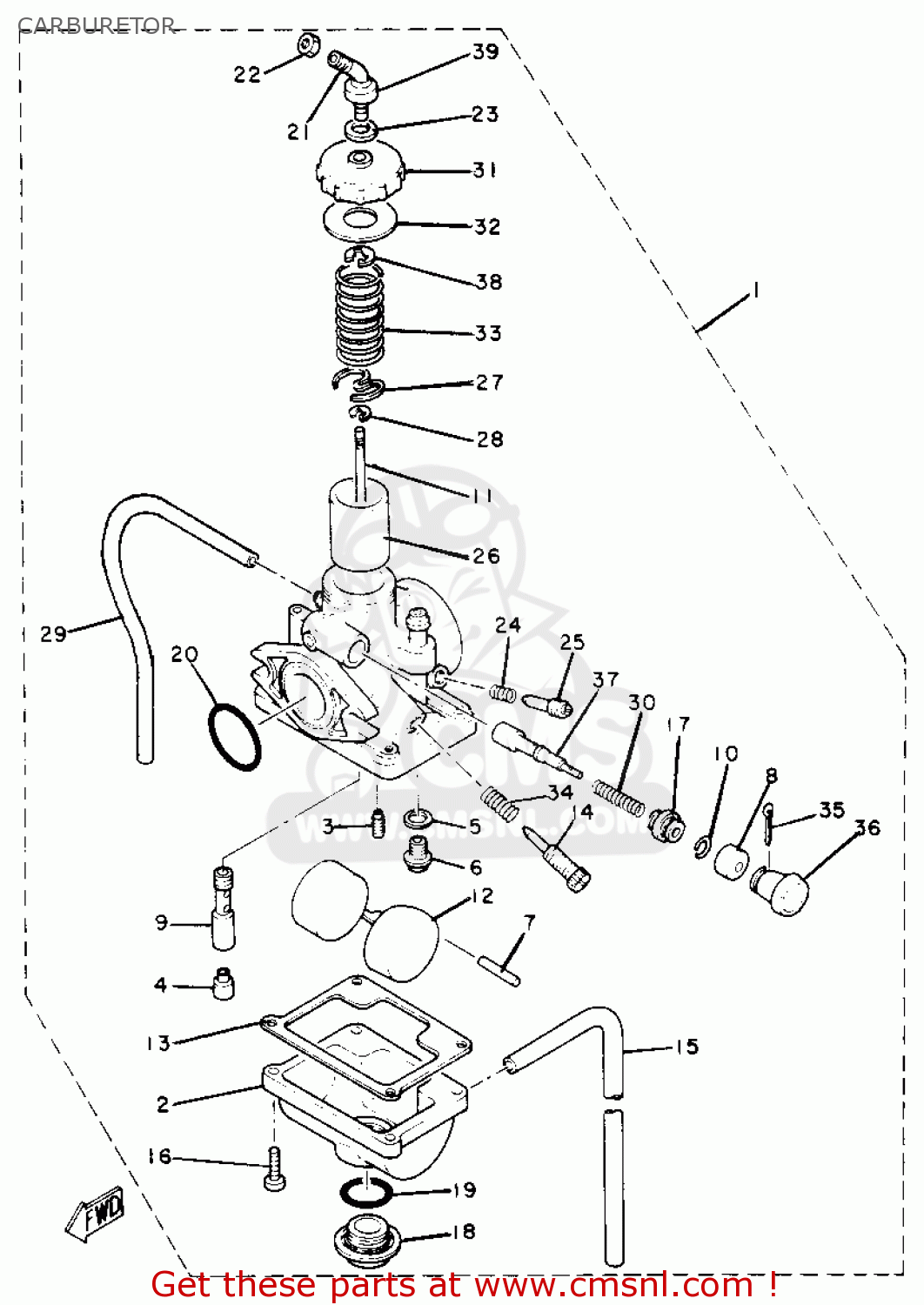 Yamaha YZ50 1980 (A) USA CARBURETOR - buy original CARBURETOR spares online