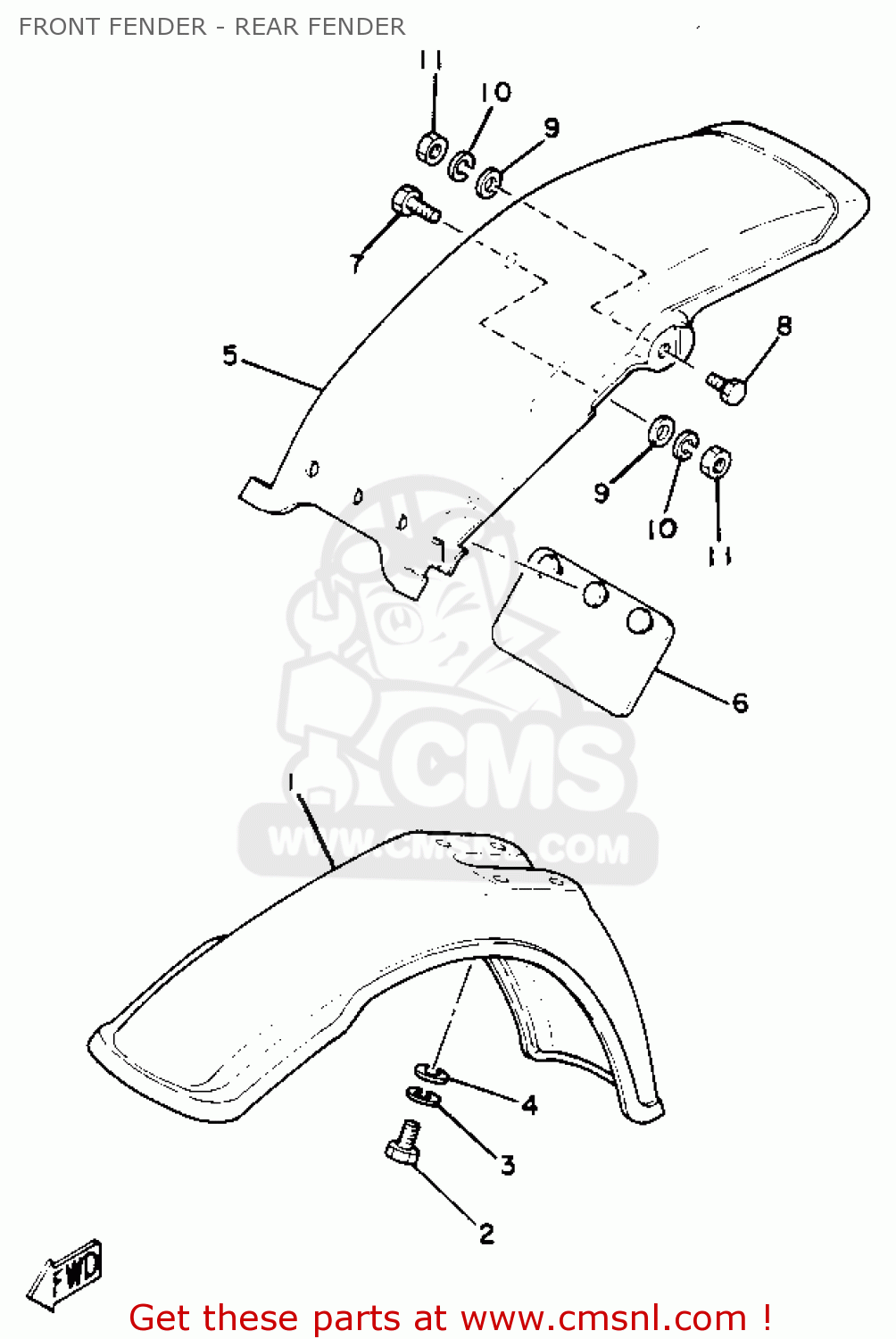 Yamaha YZ50 1980 (A) USA FRONT FENDER - REAR FENDER - buy original FRONT FENDER - REAR FENDER ...