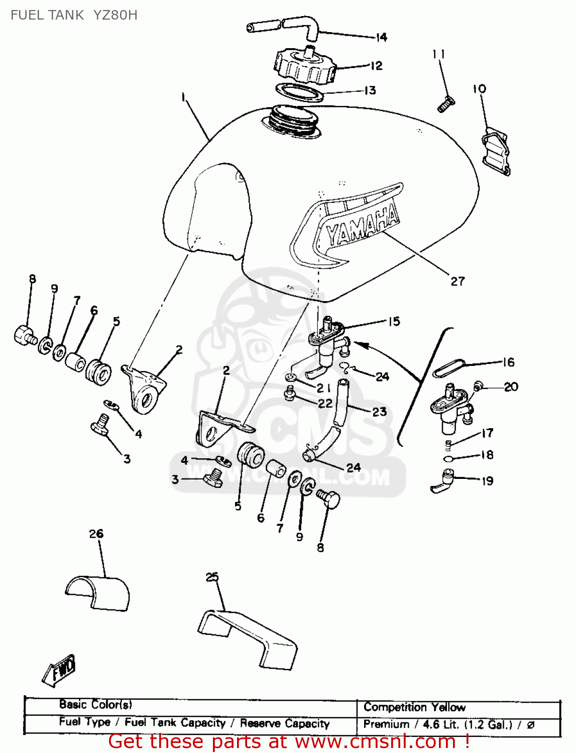 Yamaha YZ80 COMPETITION 1981 (B) USA FUEL TANK YZ80H - buy original FUEL TANK YZ80H spares online