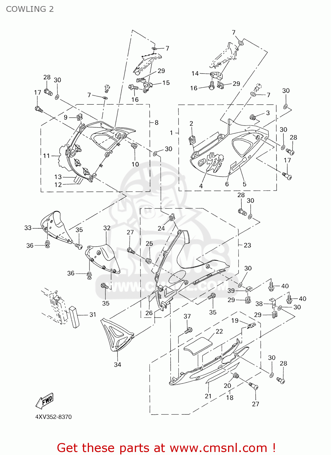 Yamaha YZF-R1 1998 4XV1 ENGLAND 184XV-300E2 COWLING 2 - buy original ...