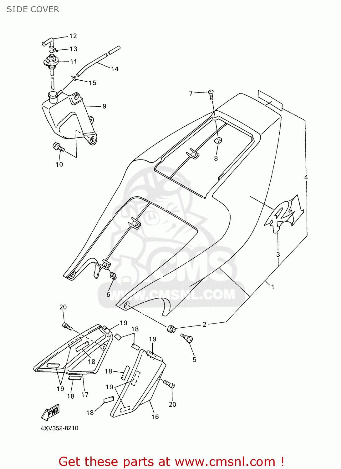 Yamaha YZF-R1 1999 4XV7 ITALY 194XV-300E4 SIDE COVER - buy original ...