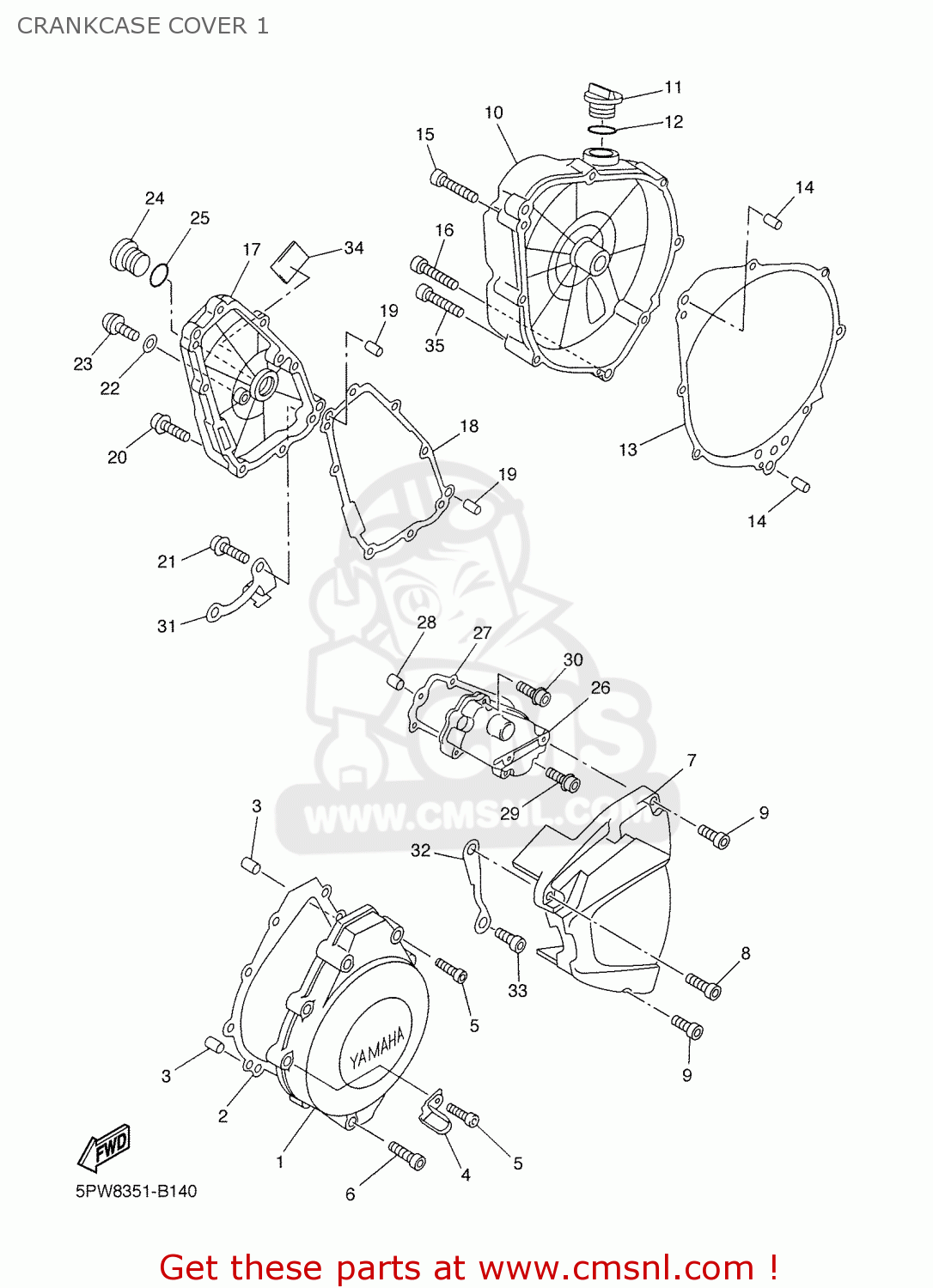 Yamaha YZF-R1 2003 5PW7 BELGIUM 1B5PW-300E1 CRANKCASE COVER 1 - buy ...