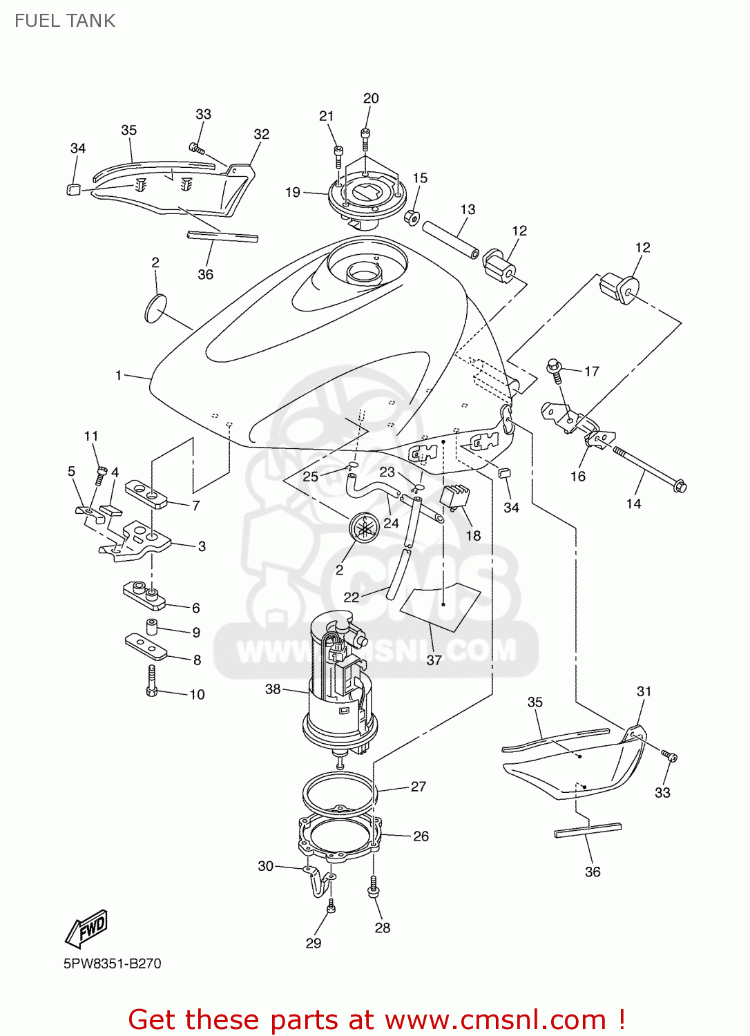 Yamaha YZF-R1 2003 5PW7 GERMANY 1B5PW-332G1 FUEL TANK - buy original ...