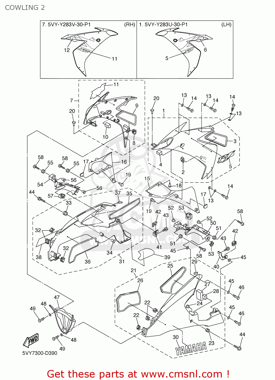 Yamaha YZF-R1 2005 5VY7 EUROPE 1D5VY-300E1 COWLING 2 - buy original ...