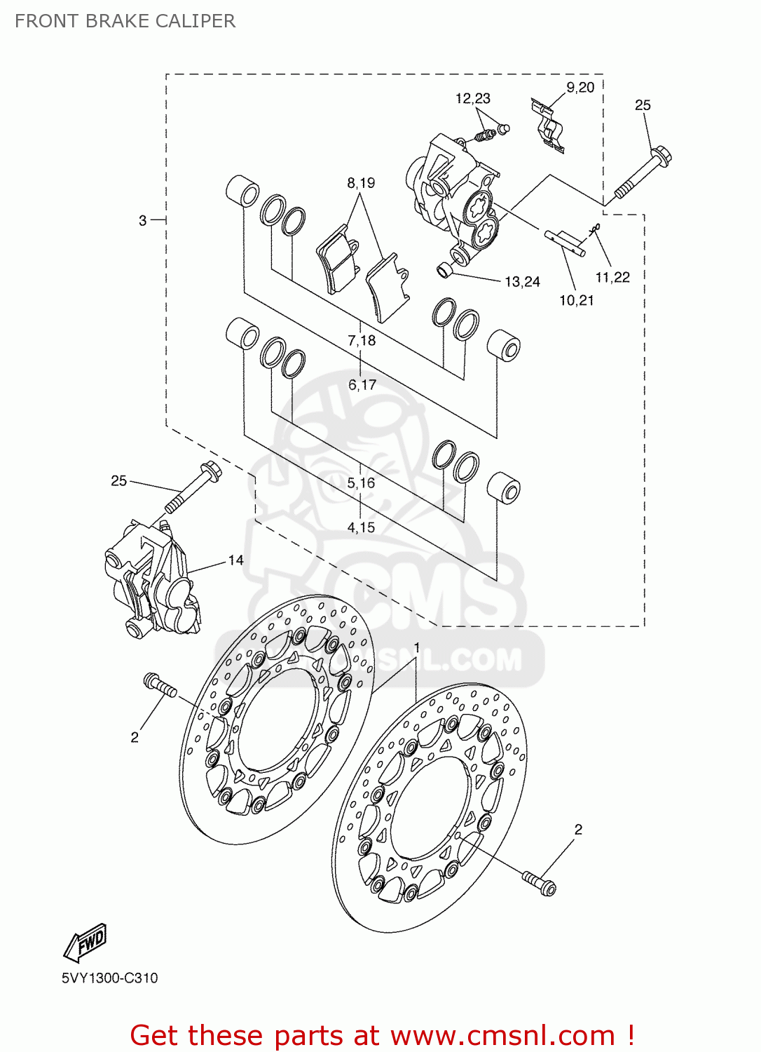 Yamaha YZF-R1 2005 5VY7 EUROPE 1D5VY-300E1 FRONT BRAKE CALIPER - buy ...