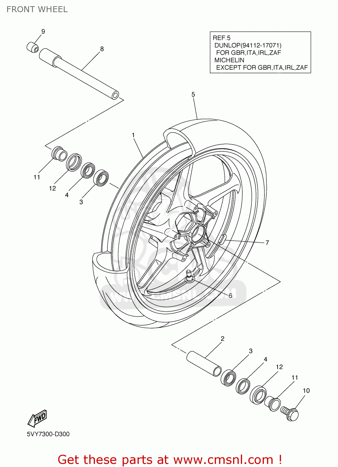 Yamaha YZF-R1 2005 5VY7 EUROPE 1D5VY-300E1 FRONT WHEEL - buy original ...