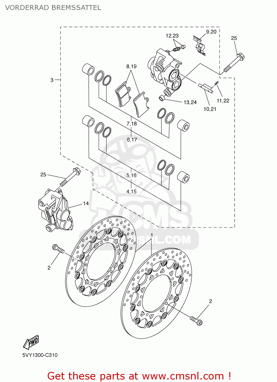 Yamaha YZF-R1 2005 5VY7 EUROPE 1D5VY-332G1 VORDERRAD BREMSSATTEL - buy ...