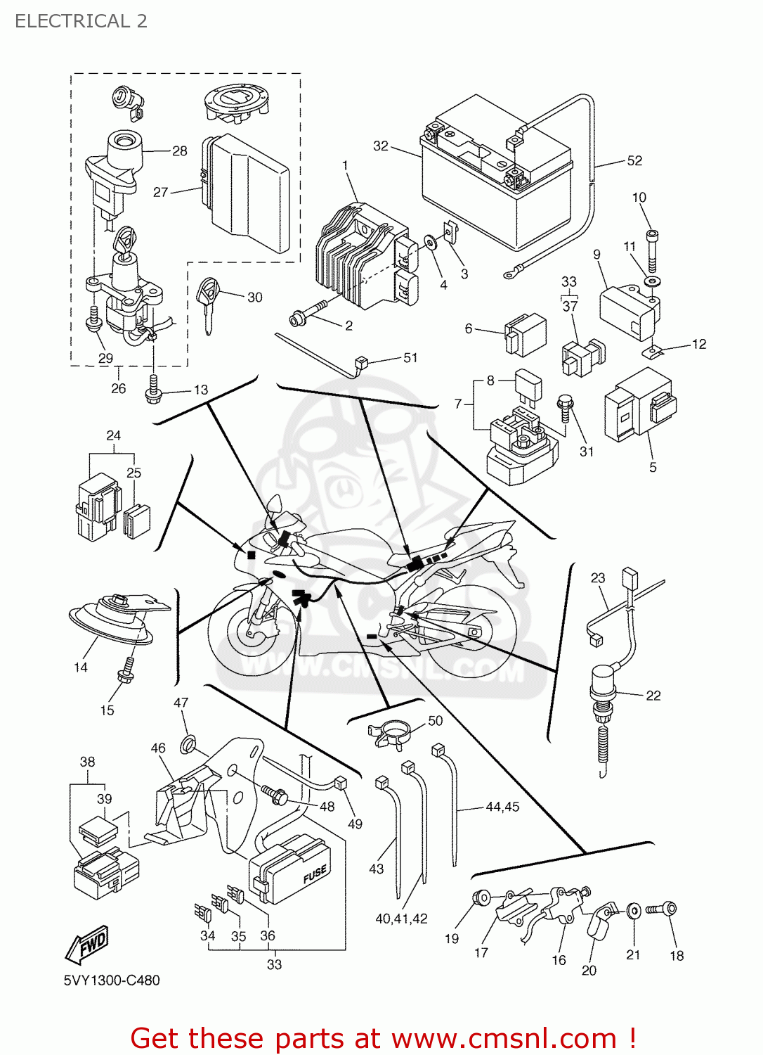 Yamaha YZF-R1 2005 5VY7 GREECE 1D5VY-300E1 ELECTRICAL 2 - buy original ...