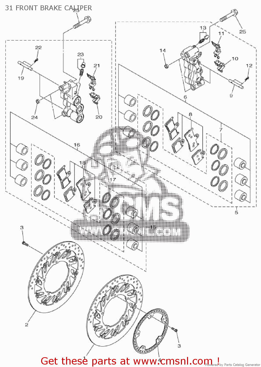 Yamaha YZF-R1 2012 1KBJ EUROPE 1L1KB-300EA 31 FRONT BRAKE CALIPER - buy ...