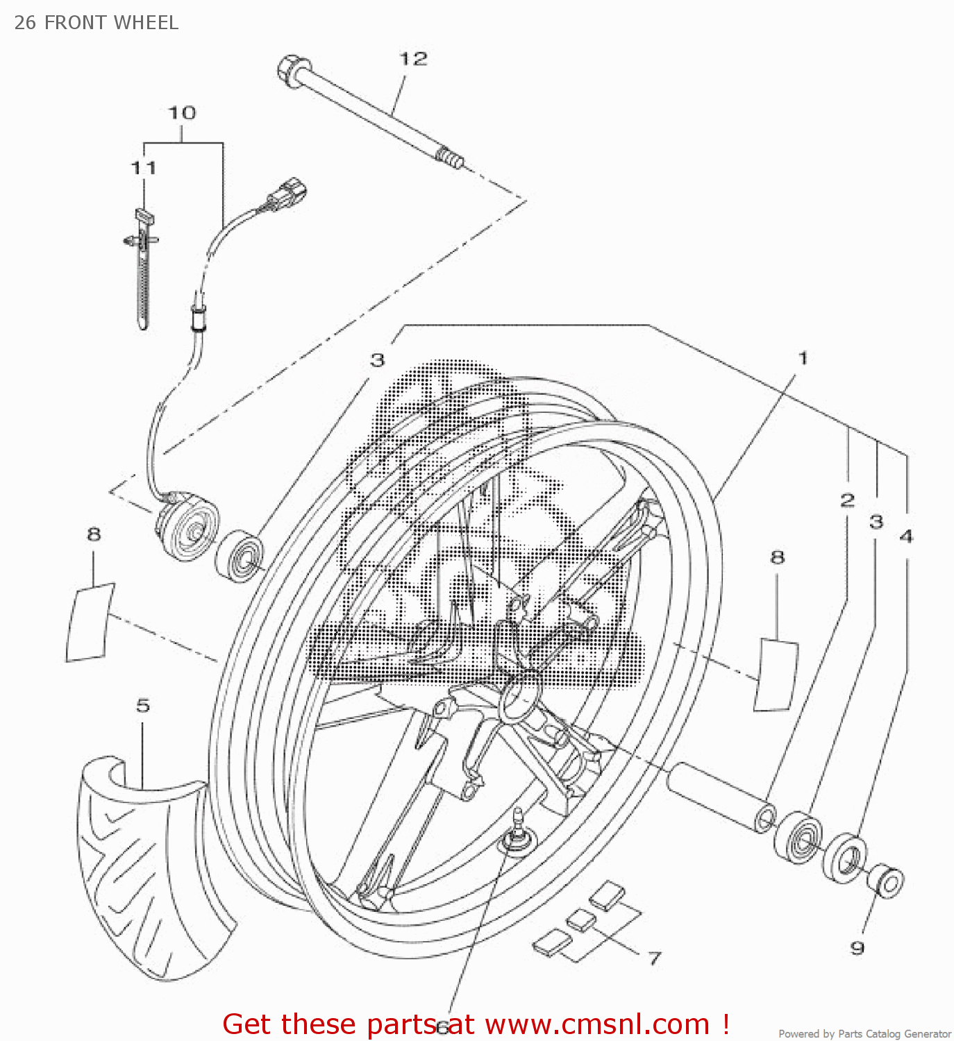 Yamaha YZF-R125 R125 2013 5D7J EUROPE 1M5D7-300EB 26 FRONT WHEEL - buy ...