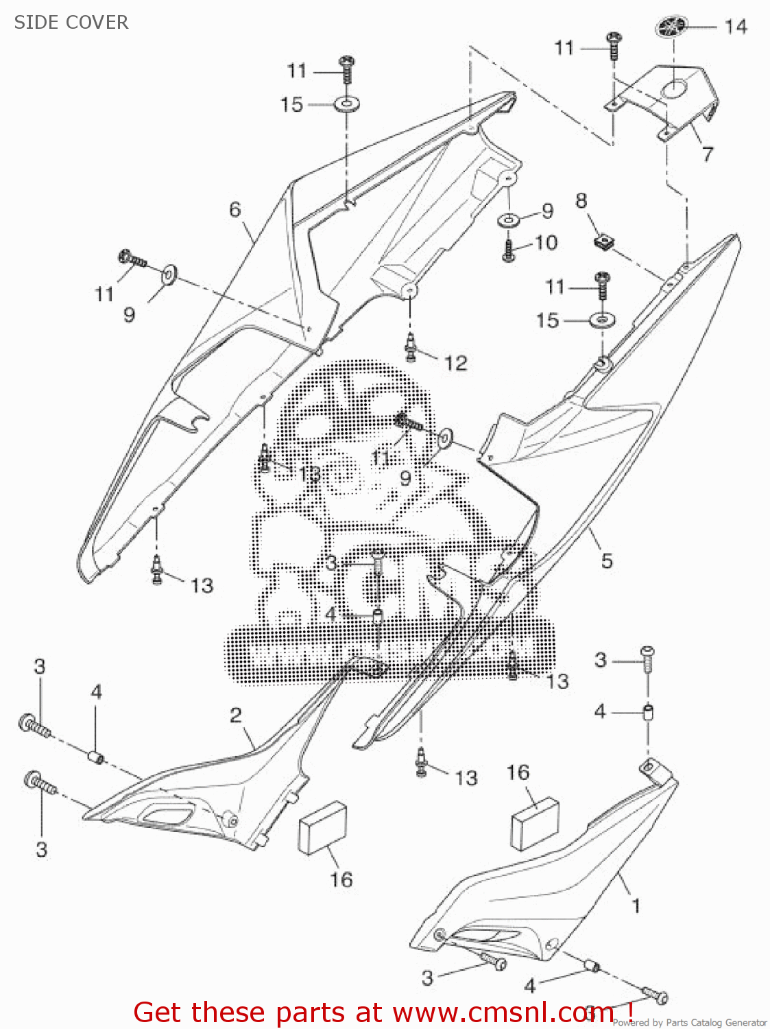 Yamaha YZF-R125A 2018 BR62 EUROPE YZF-R125 1TBR6-300E1 SIDE COVER - buy ...
