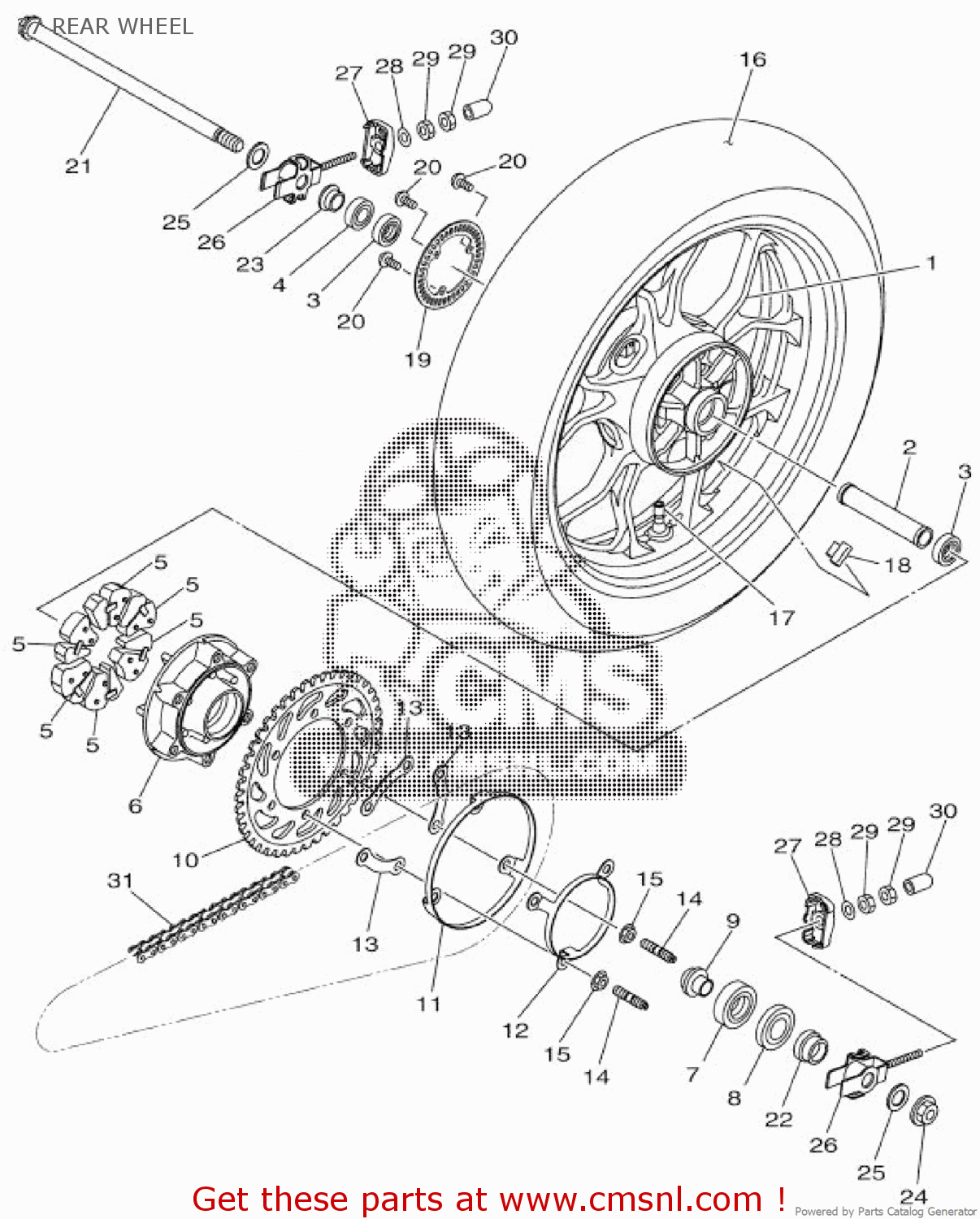 Yamaha YZF-R3A YZF-R3 2016 B02B EUROPE 1RB02300E1 27 REAR WHEEL - buy ...