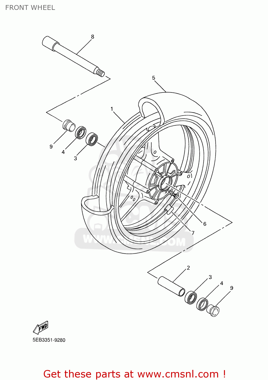 Yamaha YZF-R6 1999 5EB1 GERMANY 195EB-332G3 FRONT WHEEL - buy original ...