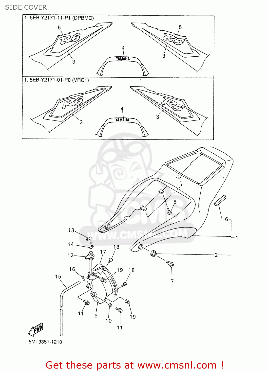 Yamaha YZF-R6 2001 5MT1 HOLLAND 115MT-300E1 SIDE COVER - buy original ...