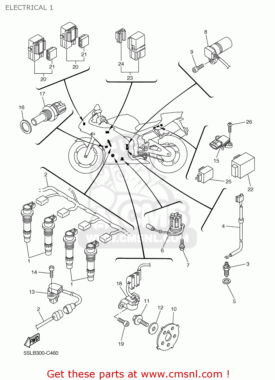 Yamaha YZF-R6 2005 5SLP AUSTRALIA 1D5SL-300E1 ELECTRICAL 1 - buy ...